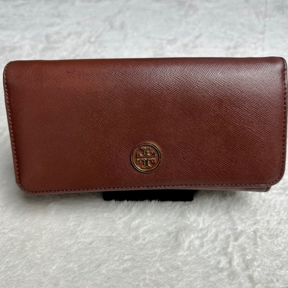 Tory Burch | Bags | Euc Tori Burch Long Bifold Leather Wallet Cognac ...